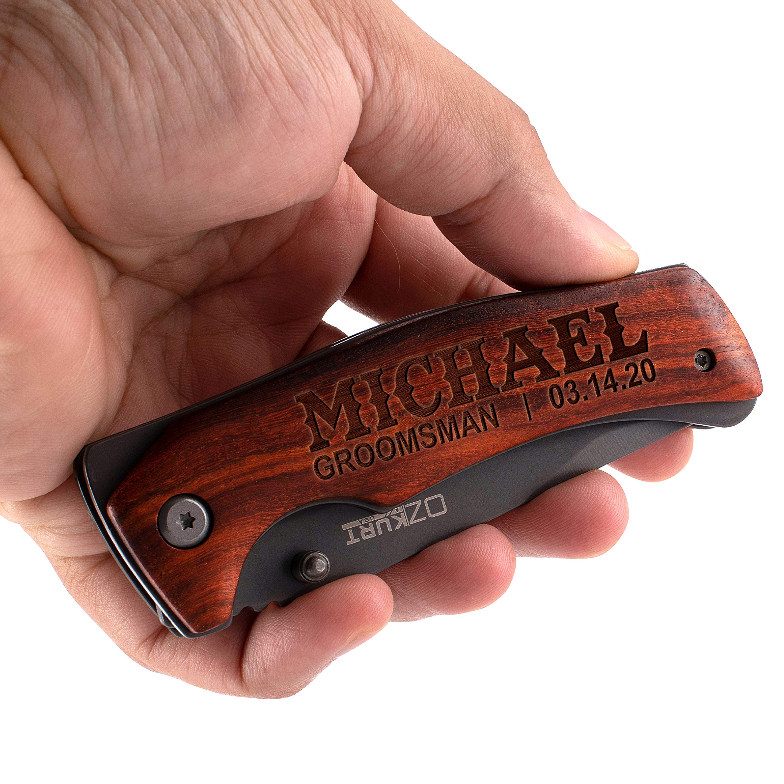 Amazing Items Set of 10 - Personalized Pocket Knife for Groomsmen - 20 Font Option - Custom Engraved Pocket Knives | Groomsman Gifts for Wedding, Groomsmen Proposal Gifts