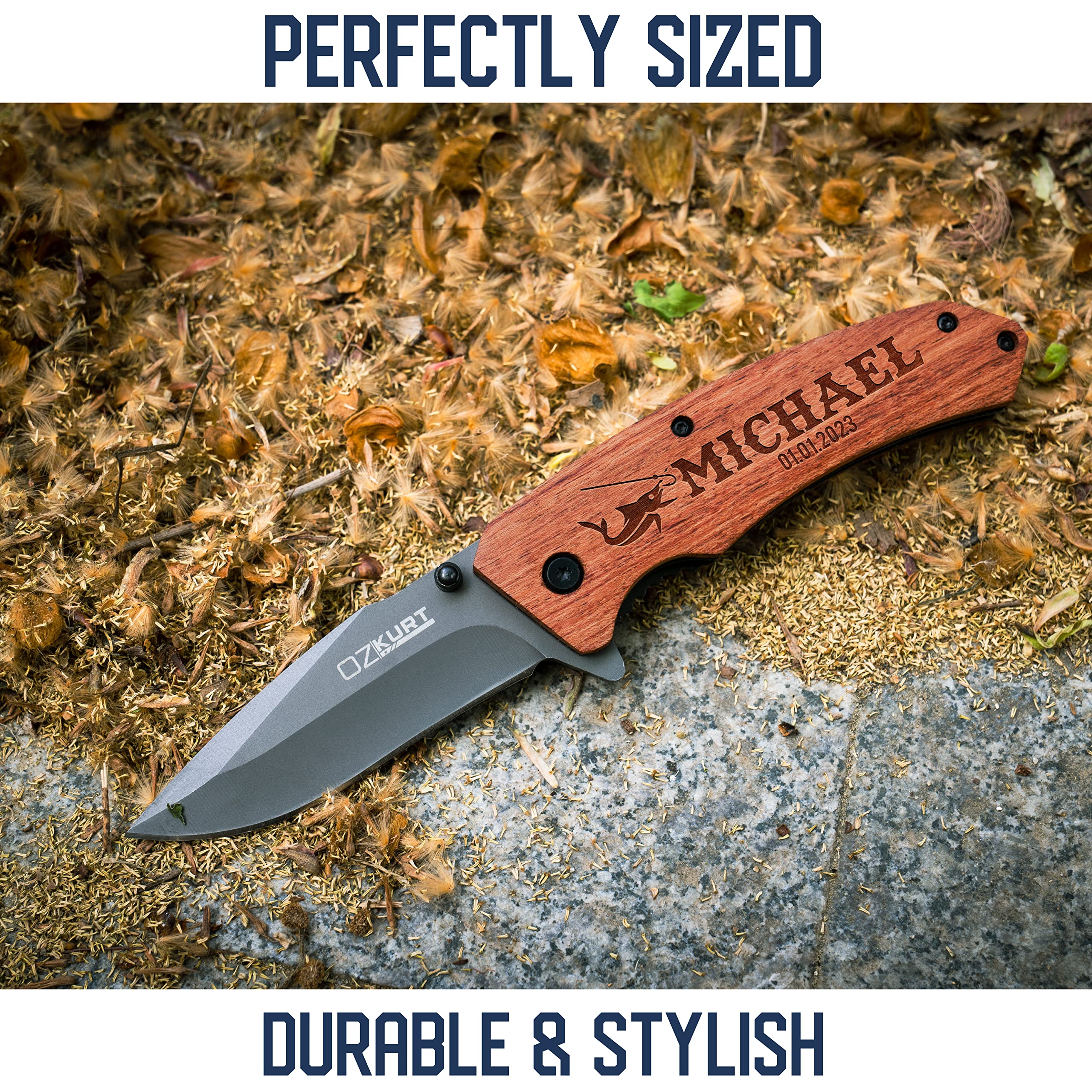 Gifts for Men, Personalized Pocket Knife for Men, Engraved Icon, Name & Text - 36 Icons & 20 Fonts - Dad Gifts, Custom Knife for Fishing, Camping, Personalized Gifts for Him