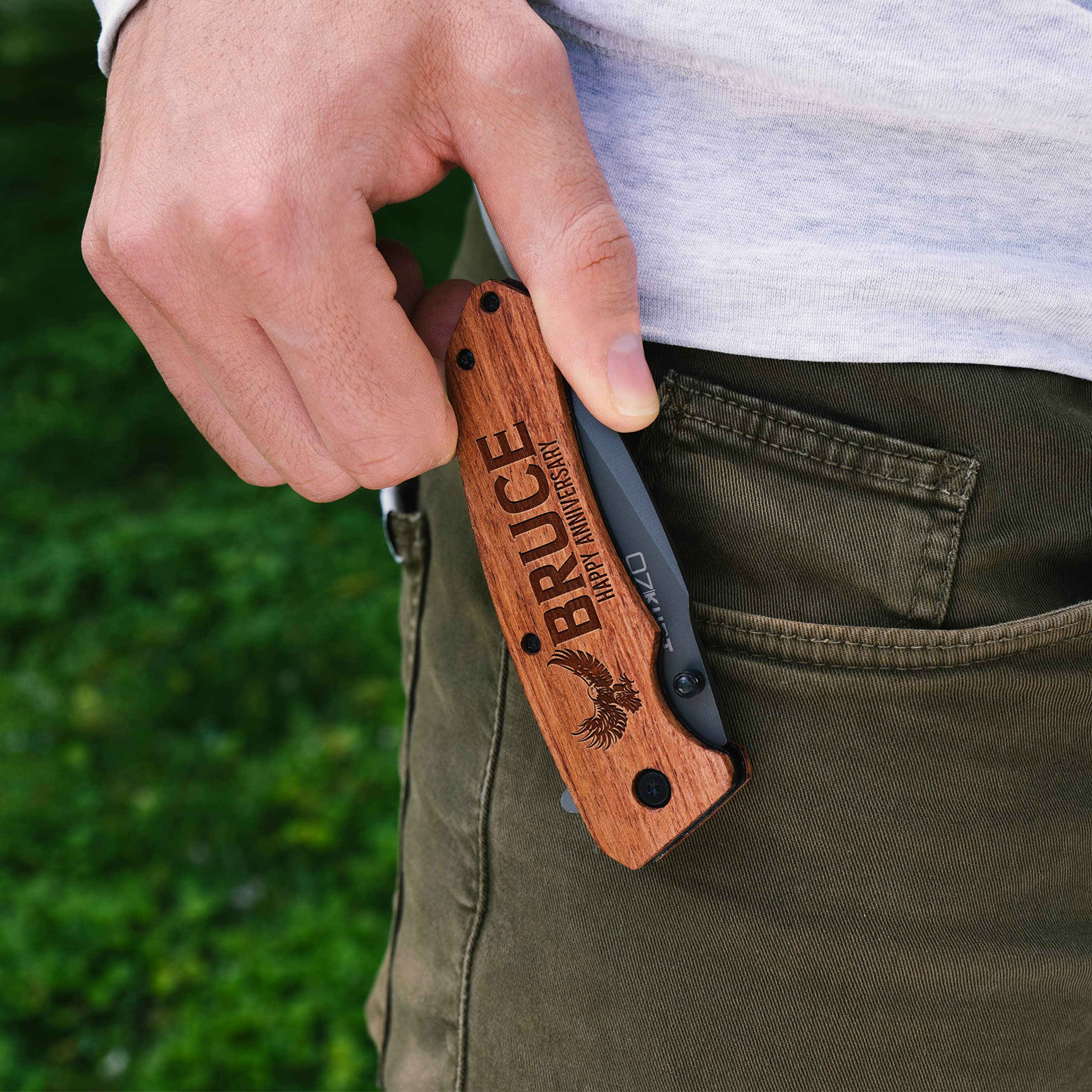 Gifts for Men, Personalized Pocket Knife for Men, Engraved Icon, Name & Text - 36 Icons & 20 Fonts - Dad Gifts, Custom Knife for Fishing, Camping, Personalized Gifts for Him