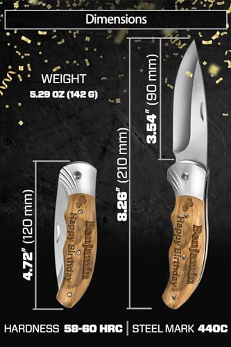 Personalized Gift for Men - Customized Pocket Knife Custom Engraved Knives Gifts Dad Husband Idea Birthday Christmas Valentine's Day Anniversary Stocking Stuffers 6651 PS