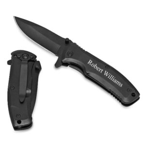 forevergiftsusa free engraving - stainless steel black pocket knife