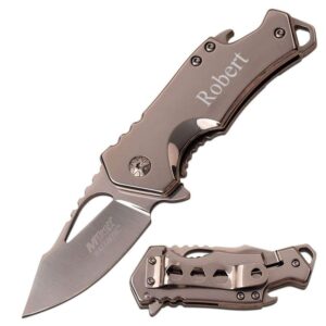 mtech free engraving - stainless steel small pocket knife with bottle opener