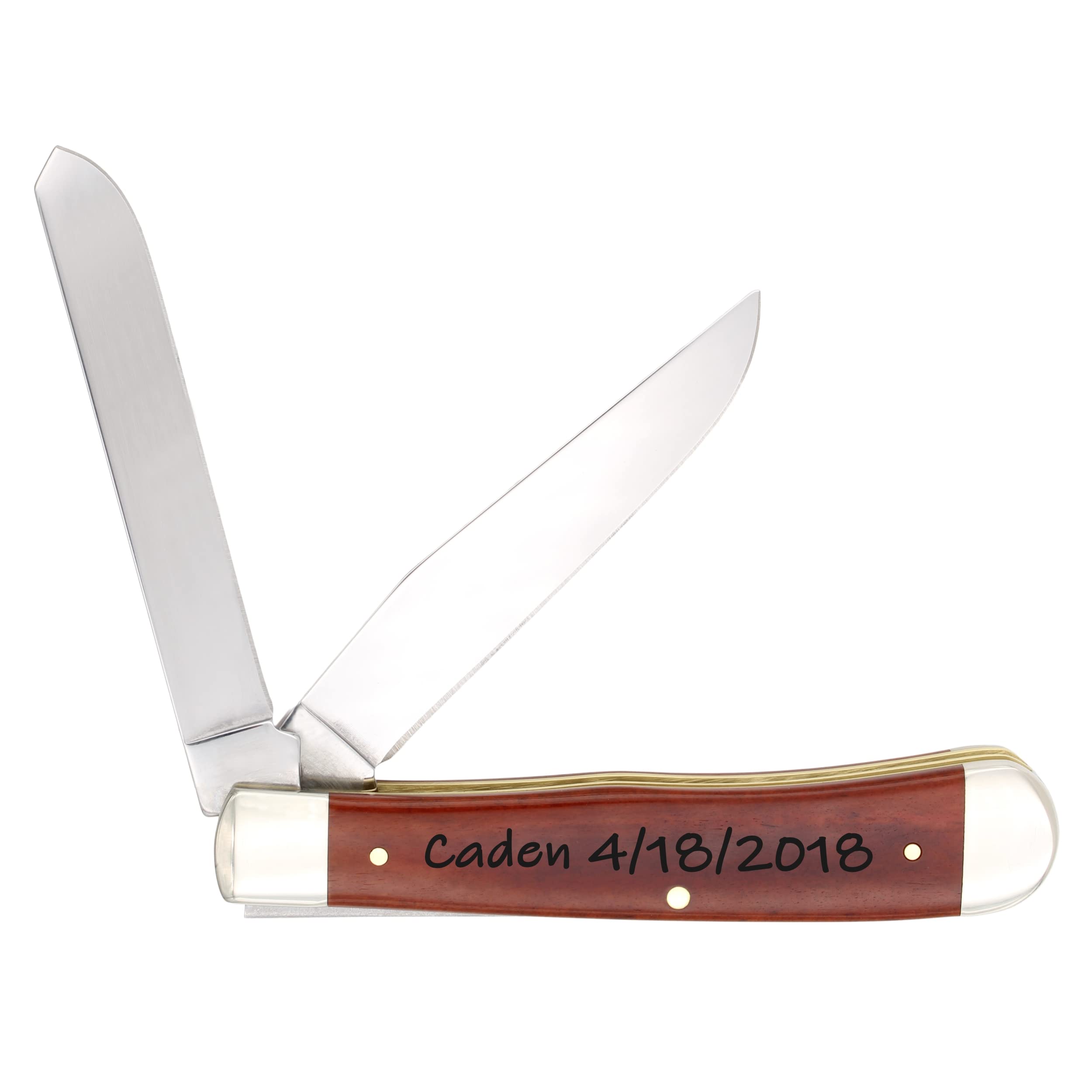 Case Pocket Knife, Smooth Chestnut Bone Trapper #28707 with Personalized Laser Engraved Handle, Two Blades, Valentines Day Gifts, Father's Day Gifts