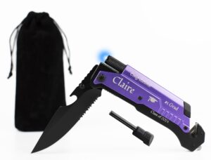 home and plan personalized engraved pocket knife gift, purple - customized pocket knives christmas gifts for men & women with velvet pouch