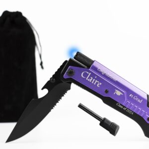 Home and Plan Personalized Engraved Pocket Knife Gift, Purple - Customized Pocket Knives Christmas Gifts for Men & Women with Velvet Pouch