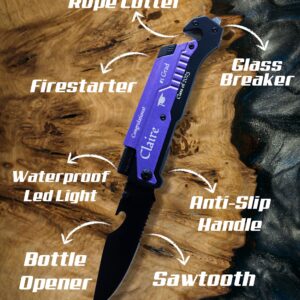 Home and Plan Personalized Engraved Pocket Knife Gift, Purple - Customized Pocket Knives Christmas Gifts for Men & Women with Velvet Pouch