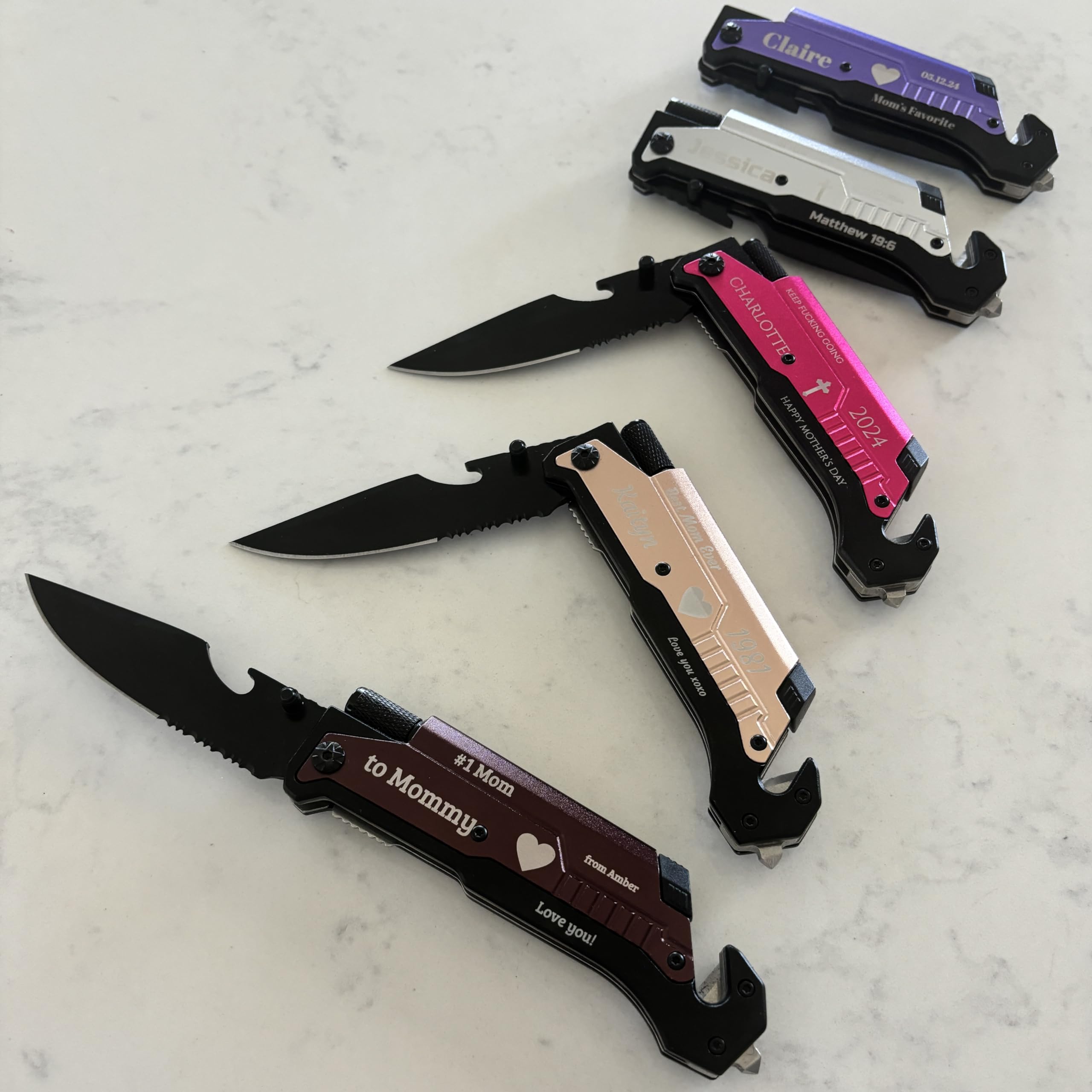 Home and Plan Personalized Engraved Pocket Knife Gift, Purple - Customized Pocket Knives Christmas Gifts for Men & Women with Velvet Pouch