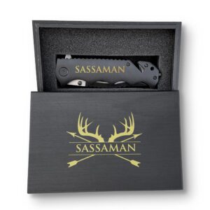 krezy case personalized knife with glass breaker, multi-purpose knife with engraved box, saasaman' engraved customized knife