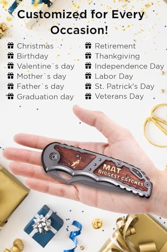 Personalized Gift for Men & Women - Customized Pocket Knife - Gifts for Dad Husband - Custom Engraved Knives - Gift Idea for Birthday Christmas Valentine's Day Anniversary - Present for Father Husband Stepdad 97010 PS