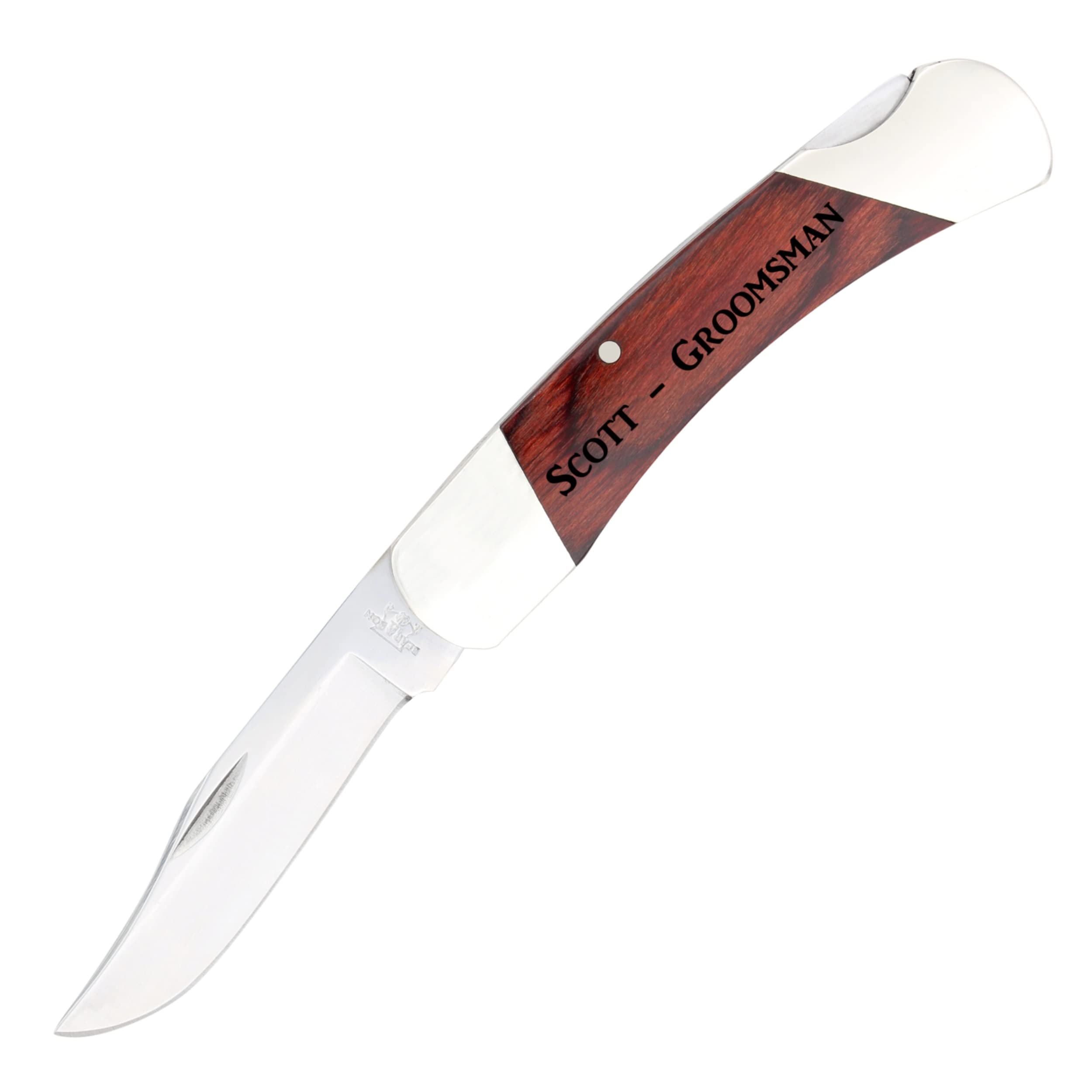 Palmetto Wood Shop Bear and Son 205R Pocket Knife with Personalized Laser Engraved Rosewood Handle