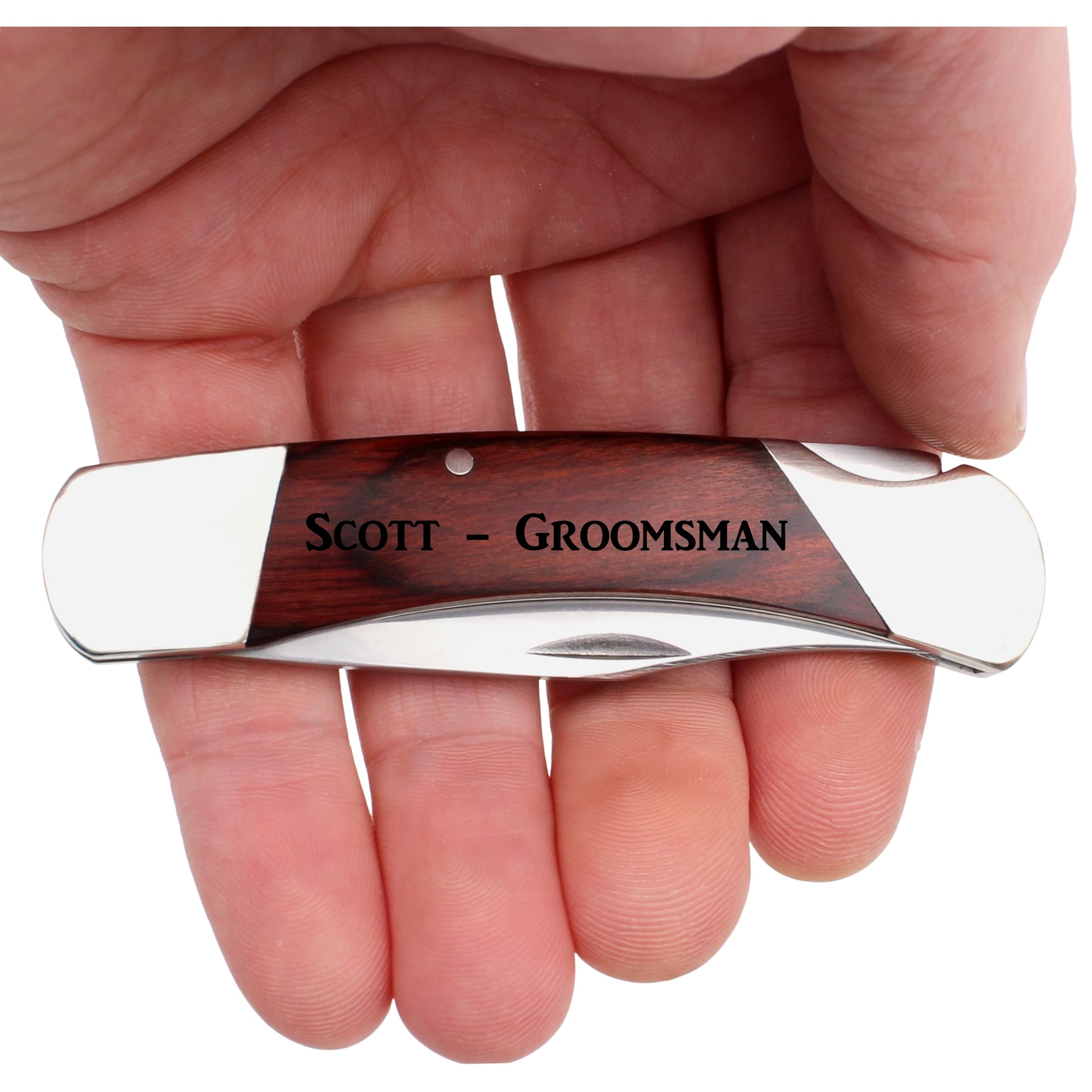 Palmetto Wood Shop Bear and Son 205R Pocket Knife with Personalized Laser Engraved Rosewood Handle