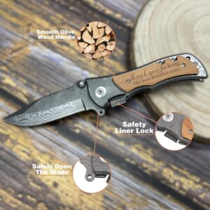 XJF Engraved Pocket Knife Gift for Best Brother Ever, Birthday, Christmas Gifts for Brother from Brother Sister, Graduation gifts for Brother