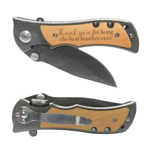 XJF Engraved Pocket Knife Gift for Best Brother Ever, Birthday, Christmas Gifts for Brother from Brother Sister, Graduation gifts for Brother