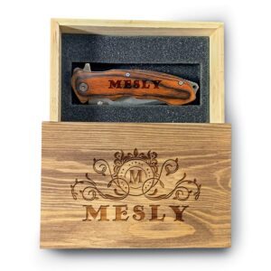 krezy case huntsman custom knife, folding knife with engraving flourishing design box, wooden box with personalization, valentines gift for boyfriend