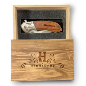 krezy case personalized pocket knife, pocket knife with engraved wooden box, groomsmen knife, personalized pocket knife with box, hunting knife for men