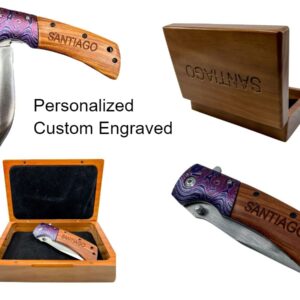 Wood Shop Engraved Pocket Knife Gifts For Men Stainless Steel 5" Blade With Ultra-Secure & Comfortable Belt Clip Personalized Engraved Knive for Everyday Carry, Groomsmen Camping Birthday Father's Day Or A Gift For Your Guys - This Knife Is The Perfect Ch