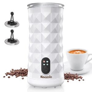 kigozolo milk frother steamer 4 in 1 electric coffee frother with quiet operation,effortless foam,unique diamond design,temperature control, and auto shut-off, perfect for coffee lovers(white)