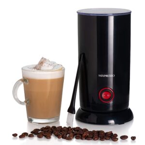 mixpresso electric milk frother, latte art steamer, electric cappuccino machine and milk warmer, hot foam maker and milk warmer for latte, cappuccinos, macchiato, hot chocolate milk (black)