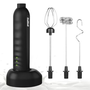 milk frother handheld, usb rechargeable milk frothers, coffee frother electric, 3 gear adjustable mini foamer for latte, cappuccino, hot chocolate black