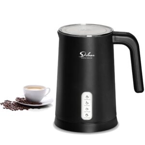 simple deluxe automatic milk frother, 4-in-1 electric milk steamer, 250ml/8.4oz hot and cold milk foam maker and milk warmer for latte, macchiato, cappuccinos, classic black