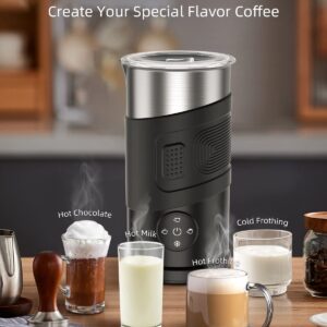 4 in 1 Electric Milk Frother and Steamer, Milk Warm Frother for Hot Chocolate, Latte, Cappuccino, Stainless Steel Automatic Hot Cold Foamer-Coffee Steamer Foam Maker