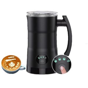 Milk Frother Electric, Coffee Frother, Warm and Cold Milk Foamer, 4 IN 1 Automatic Milk Warmer Stainless Steel with Touch Screen, for Coffee, Latte, Hot Chocolate,Cappuccinos and Macchiato,Black