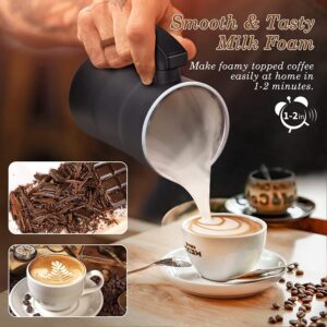 Milk Frother Electric, Coffee Frother, Warm and Cold Milk Foamer, 4 IN 1 Automatic Milk Warmer Stainless Steel with Touch Screen, for Coffee, Latte, Hot Chocolate,Cappuccinos and Macchiato,Black