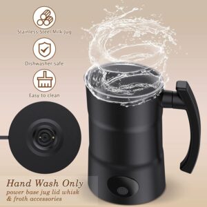 Milk Frother Electric, Coffee Frother, Warm and Cold Milk Foamer, 4 IN 1 Automatic Milk Warmer Stainless Steel with Touch Screen, for Coffee, Latte, Hot Chocolate,Cappuccinos and Macchiato,Black