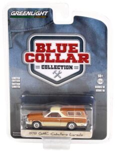 1978 caballero laredo with camper shell brown metallic and cream blue collar collection series 10 1/64 diecast model car by greenlight 35220 c