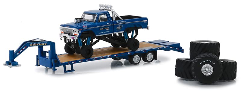 Greenlight 30054 Bigfoot #1 1974 F 250 Monster Truck on Gooseneck Trailer w/Replacement Tires (Hobby Exclusive) 1:64 Scale