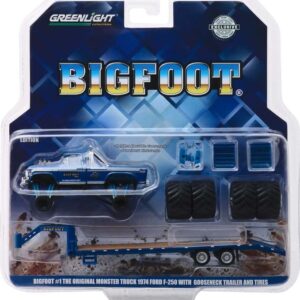 Greenlight 30054 Bigfoot #1 1974 F 250 Monster Truck on Gooseneck Trailer w/Replacement Tires (Hobby Exclusive) 1:64 Scale