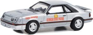 greenlight 43020-a hot pursuit series 44-1982 fox body mustang gt - georgia state patrol state trooper test car 1:64 scale diecast