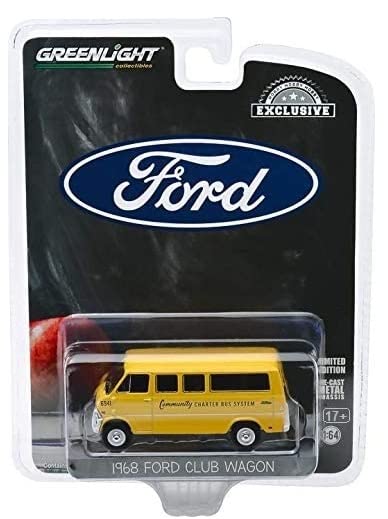 Greenlight 30155 1968 Community Charter Bus System Club Wagon School Bus (Hobby Exclusive) 1:64 Scale Diecast