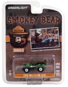 greenlight 1:64 smokey bear series 2-1945 willys mb je.p “cooperative forest fire prevention campaign” 38040-a [shipping from canada]