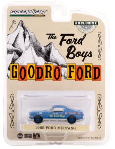 collectibles greenlight 30366 1965 mustang fastback - the boys bill goodro , denver, colorado (hobby exclusive) 1:64 scale diecast, blue