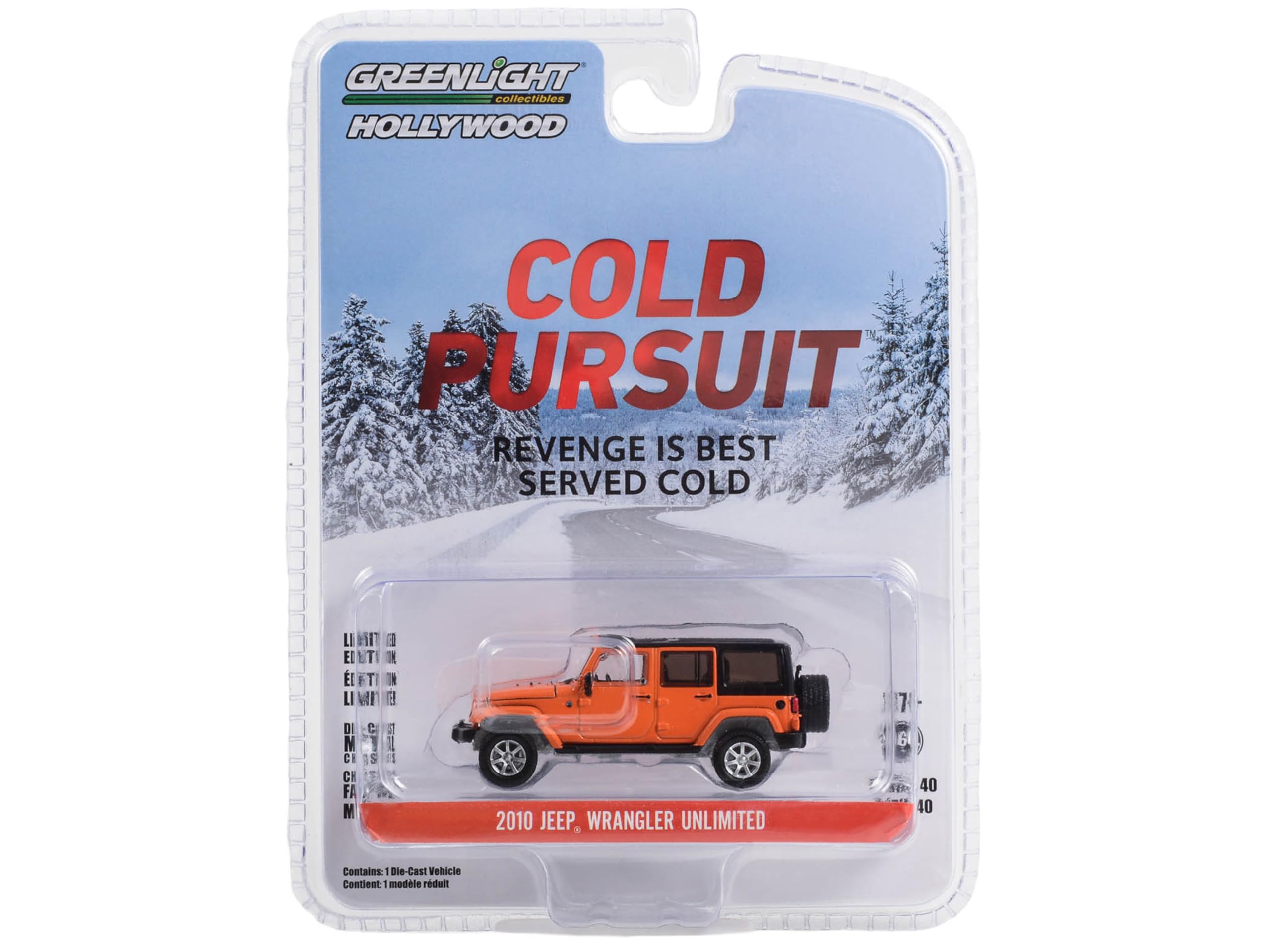 2010 Wrangler Unlimited Orange with Black Top Cold Pursuit (2019) Movie Hollywood Series Release 40 1/64 Diecast Model Car by Greenlight 62010E