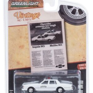 Greenlight 39130-E Vintage Ad Cars Series 9-1980 Chevy Impala 9C1 Police “Chevrolet Presents Two Tough Choices” 1/64 Scale