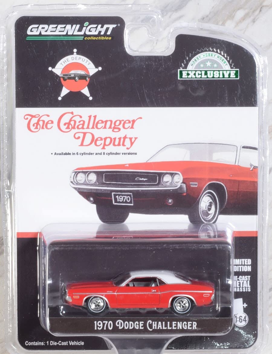 GreenLight 1:64 1970 Dodg&e Challenger - The Challenger Deputy - Bright Red with White Roof (Hobby Exclusive) 30313 [Shipping from Canada]