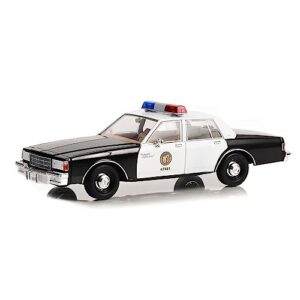 greenlight 1986 chevrolet caprice black and white lapd (los angeles police department) macgyver (1985-1992) tv series artisan collection 1/18 diecast model car