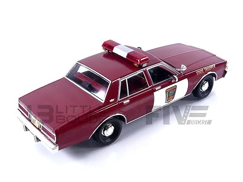 Greenlight 1987 Chevrolet Caprice Burgundy with Burgundy Interior Minnesota State Trooper Fargo (1996) Movie Artisan Collection 1/18 Diecast Model Car