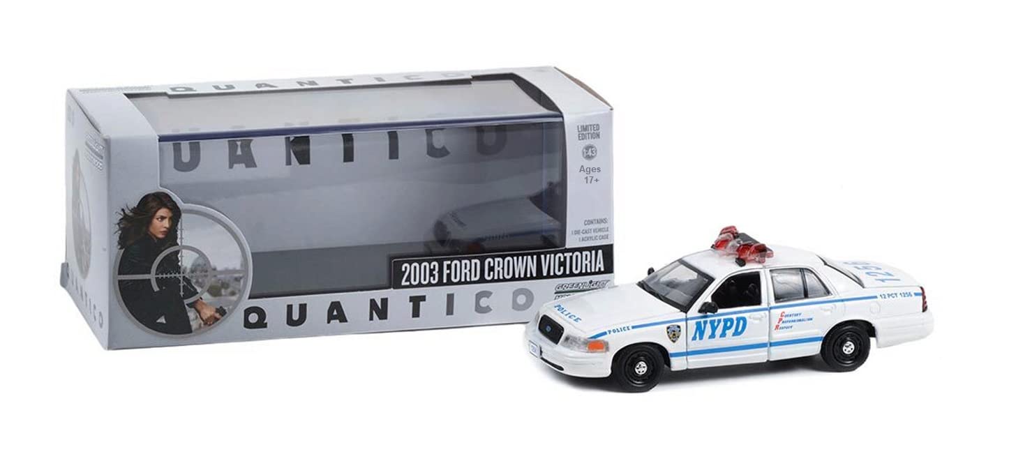 Greenlight 86633 Hollywood Quantico - 2003 Crown Victoria Police Interceptor New York City Police Dept (NYPD) 1/43 Scale Diecast