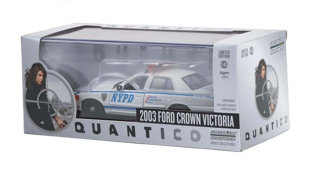 Greenlight 86633 Hollywood Quantico - 2003 Crown Victoria Police Interceptor New York City Police Dept (NYPD) 1/43 Scale Diecast