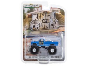 1985 chevy silverado c-10 monster truck blue bear foot iii kings of crunch series 13 1/64 diecast model car by greenlight 49130c