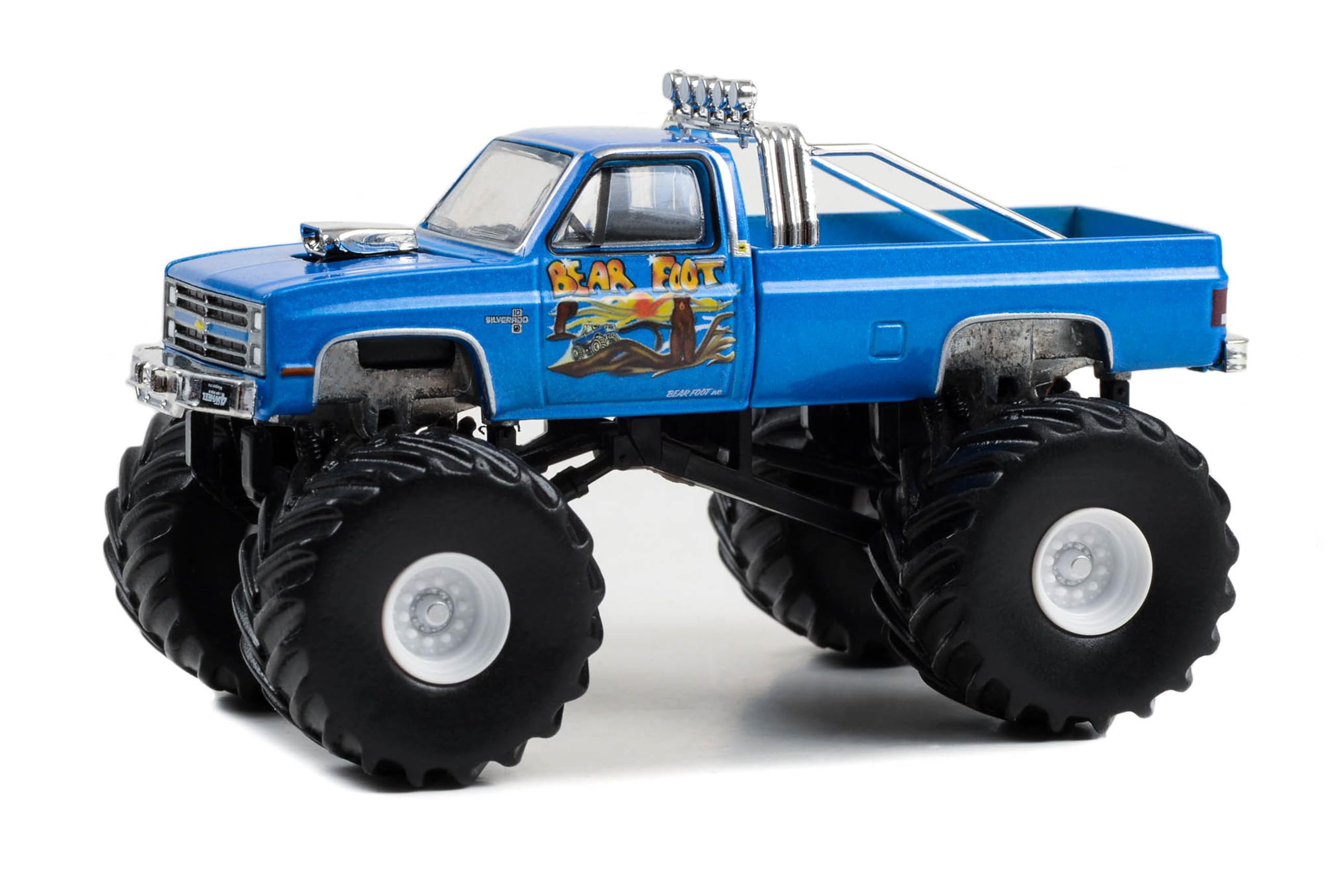 1985 Chevy Silverado C-10 Monster Truck Blue Bear Foot III Kings of Crunch Series 13 1/64 Diecast Model Car by Greenlight 49130C