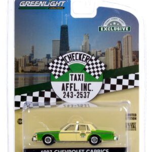 Greenlight 30233 1987 Chevy Caprice - Chicago Checker Taxi Affl Inc (Hobby Exclusive) 1:64 Scale