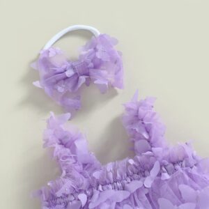 Baby Rompers Girl Princess Dress Ruffle Mesh Butterfly Tulle Tutu Dress Photograph Outfit Summer Clothtes Birthday (A Purple, 3-6 Months)