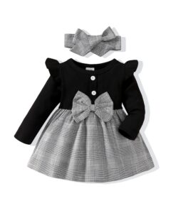 baby girl clothes 3-6 months infant baby girl dresses outfits winter fall plaid skirt sets long sleeve rib romper dress 3-6 month girl clothes gifts stuff newborn outfit for girls gray