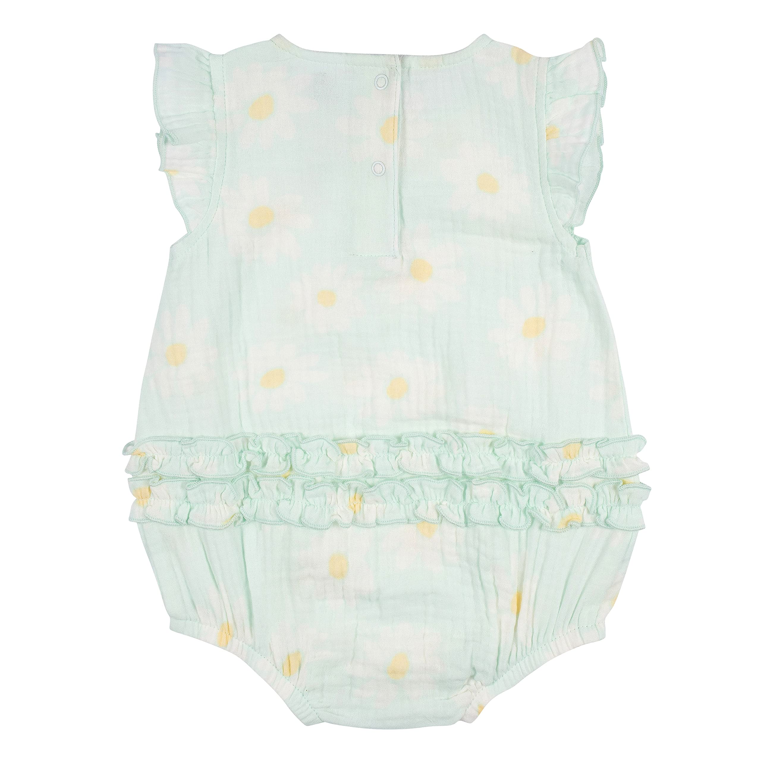 Gerber Baby Girls Sleeveless Ruffle Romper, Daisies, 3-6 Months