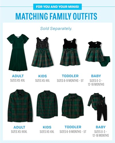 The Children's Place Baby Girls' and Newborn Holiday Dress, Green Plaid, 0-3 Months