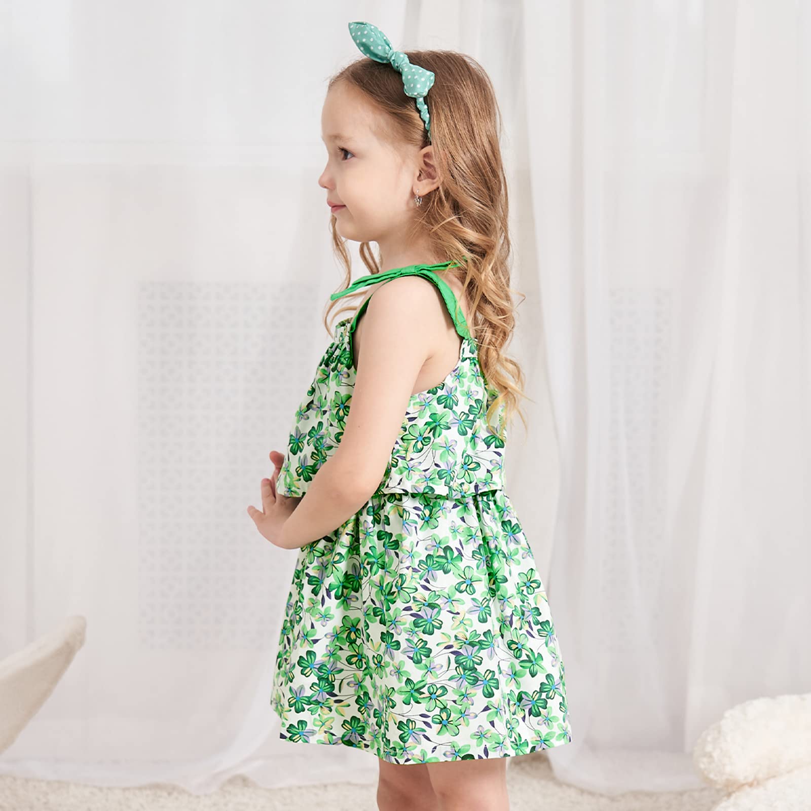 Sosomi Toddler Girls Dress Summer Clothes Sundress Butterfly Baby Girl Floral Green Dresses 18-24 Months